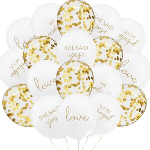 50pcs engagement balloons, engagement party decorations, he asked balloons, she said yes balloons, gold confetti latex balloon, bridal shower engagement, wedding party decoration