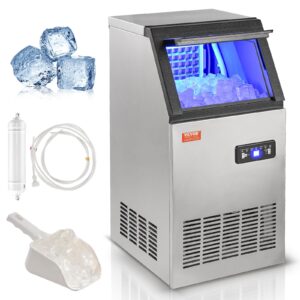 vevor commercial ice maker machine, 80lbs/24h ice maker machine with 27.5lbs storage capacity, 40 ice cubes in 12-15 minutes, led digital display commercial ice maker for bar home office restaurant