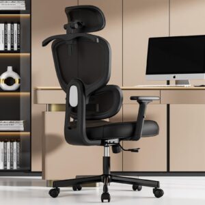 office chair, ergonomic desk chair, high back desk chair, big and tall reclining comfy home office chair with lumbar support breathable mesh computer chair adjustable armrests