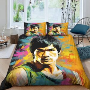 3D Pattern Lixiaolong Comforter Cover, Soft and Delipussycate BruceLee Duvet Cover with Pillowcase, Cozy 3 Pieces Bed Set, Luxe Full（203x228cm） Bedding Set, for Kids Teens and Adults Bedroom