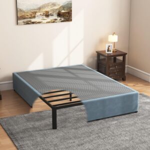 seiugaga 18 inch king bed frame with fabric cover - needed heavy duty metal platform bed frames king size space under double basic steel slats platform