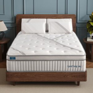 lechepussleep twin mattress, 14inch medium plush memory foam hybrid, 7-zone individual pocket springs, pressure relief, 39'x75'x14'