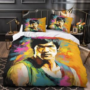 3D Pattern Lixiaolong Comforter Cover, Soft and Delipussycate BruceLee Duvet Cover with Pillowcase, Cozy 3 Pieces Bed Set, Luxe Full（203x228cm） Bedding Set, for Kids Teens and Adults Bedroom