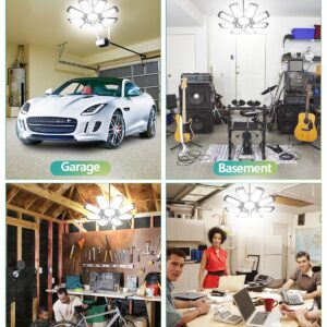 YIBEYYDS LED Garage Lights Garage Light - 240W 24000LM Garage Lights Ceiling LED，6500K LED Garage Ceiling Lights with 8+1 Deformable Panels Support E26/E27 for Garage, Workshop, Basement (2)