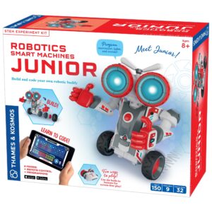 thames & kosmos robotics smart machines junior stem kit, build & code your robot’s movements, speed, lights & sounds, for ages 8+, use screen-free w/built-in buttons or via block-based coding app