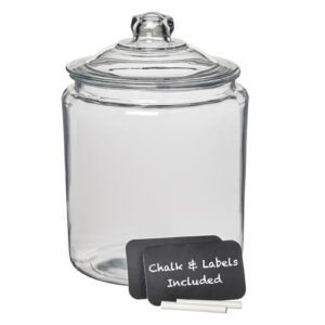 anchor hocking heritage hill lid and 2 chalkboard labels glass jar, 2 gallon, set of 1, clear