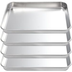 magiclulu 4pcs stainless steel bakeware bandejas para comida coating trays stainless steel rice noodles holding plate food steamer dessert platter pans square tray south korea pasta banquet