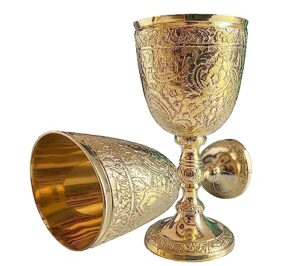 exnot brass vintage chalice goblet | 1x royal wine cups of king arthur - renaissance medieval gifts for communion, christmas pack of 1pc royal chalice catholic church, baptism, confirmation, holy.