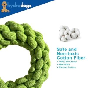 Hydrodogz [3 Pack Floating Tuggies Dog Tug Rope Toy Assortment Bundle for Small Medium and Large Dogs, Natural Cotton Teething Interactive Strong Durable Fetch Chew Toys (Large Ring)