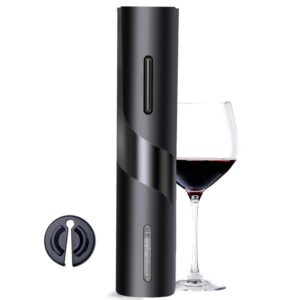 mangotree electric wine opener, wine bottle opener with foil cutter, wine opener for kitchen storage, battery operated corkscrew wine opener, suit for home party wedding etc. (black)