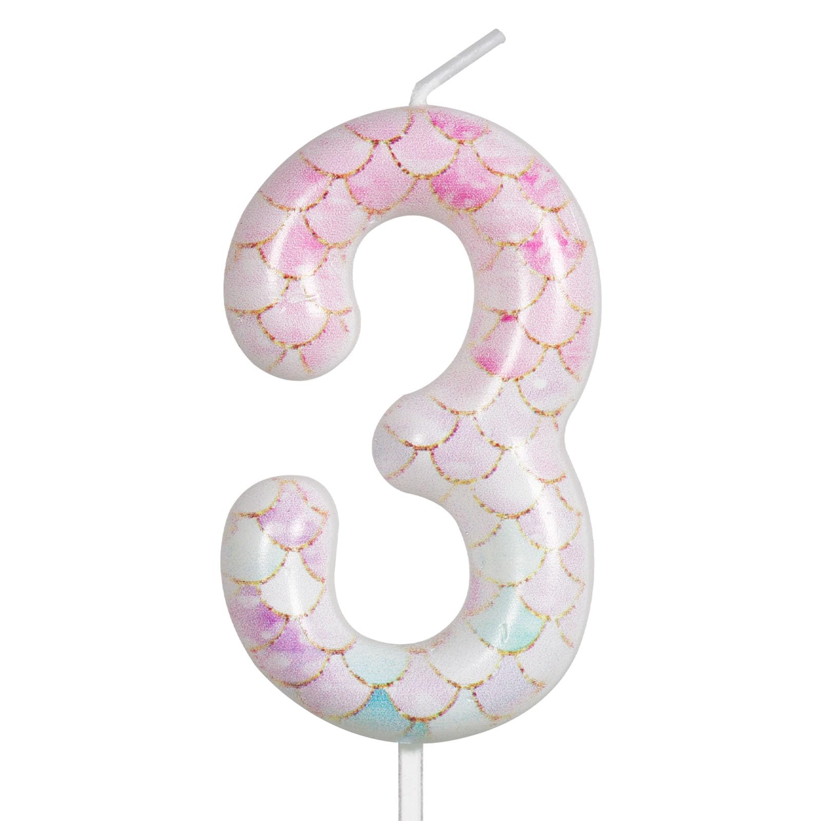 Pink Purple Mermaid Birthday Candles Numbers 3 Candle, Mermaid Birthday Decorations for Girls, Happy 3rd Birthday Candles for Cake, Birthday Cake Candle Mermaid Cake Toppers Birthday Party Supplies