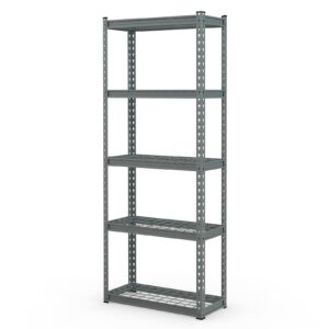 tangkula 5-tier garage storage shelves, heavy duty metal storage shelving unit, adjustable utility storage rack organizer for warehouse kitchen pantry basement, 27.5" l x 12" w x 66" h (1, gray)