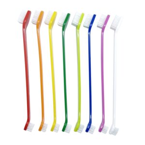 juwantu dog toothbrush set of 8 – dual headed dental hygiene brushes for small to large dogs, easy teeth cleaning & dental care,dog tooth brushes for small to large dogs, cats, and most pets