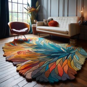 restoration and renovation handmade irregular shape wool area rug - unique contemporary botanical design, thick & soft carpet - perfect for living room, bedroom decor (multi, 6' x 9')