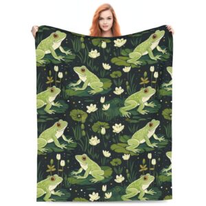 amepay frog blanket gifts for frog lover kids lotus leaf frog flannel throw blankets soft comfy lightweight for home decor couch bed sofa 60x50 inches