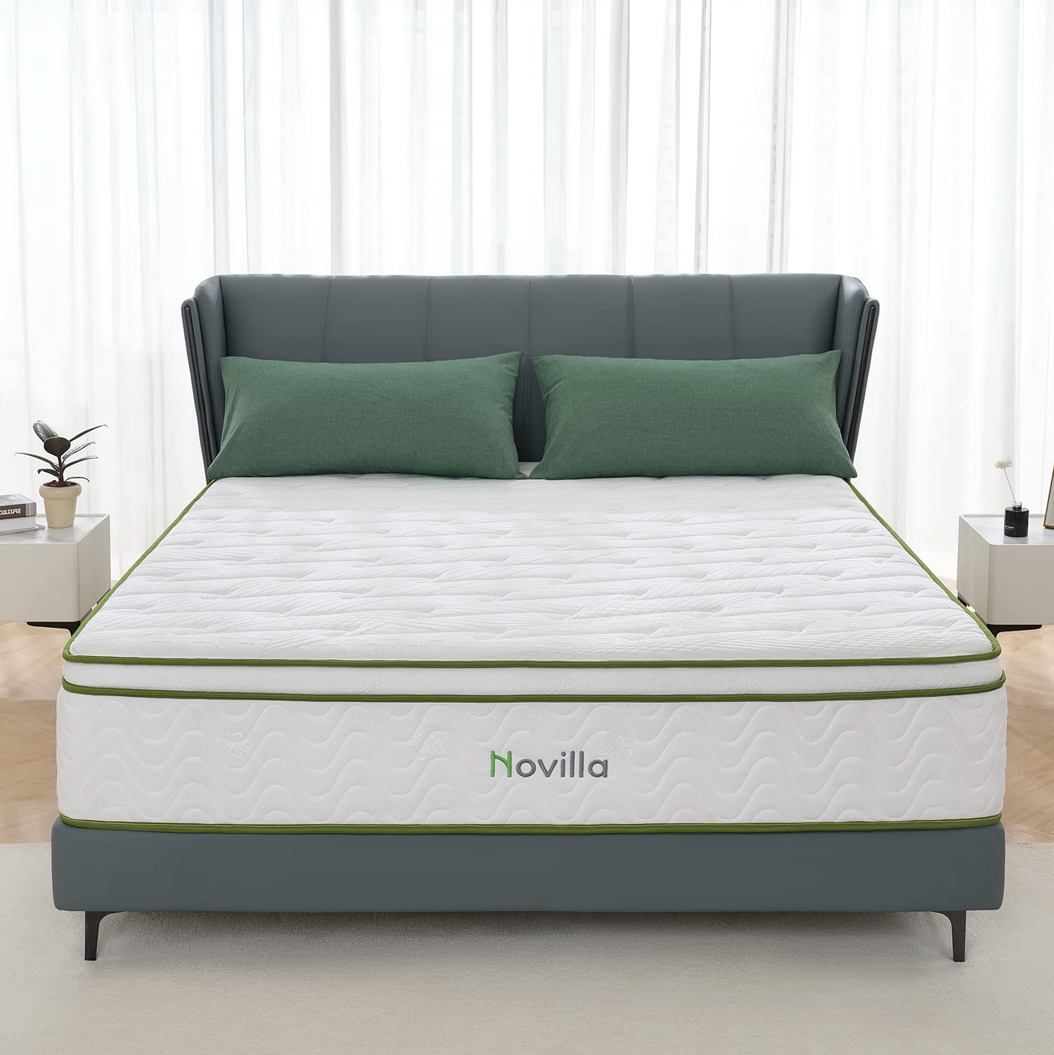 Novilla King Mattress12 Inch Gel Memory Foam Hybrid Mattress with Pocketed Coil for Pressure Relief & Motion Isolation Medium Firm King Bed Mattress in a Box Amenity