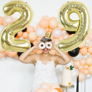 TONIFUL 40 Inch Light Gold Large Numbers Balloon 0-9 Birthday Party Decorations,Foil Mylar Big Number 2 Balloon Digital 2 for Birthday Party,Wedding, Bridal Shower,Engagement,Graduations,Anniversary