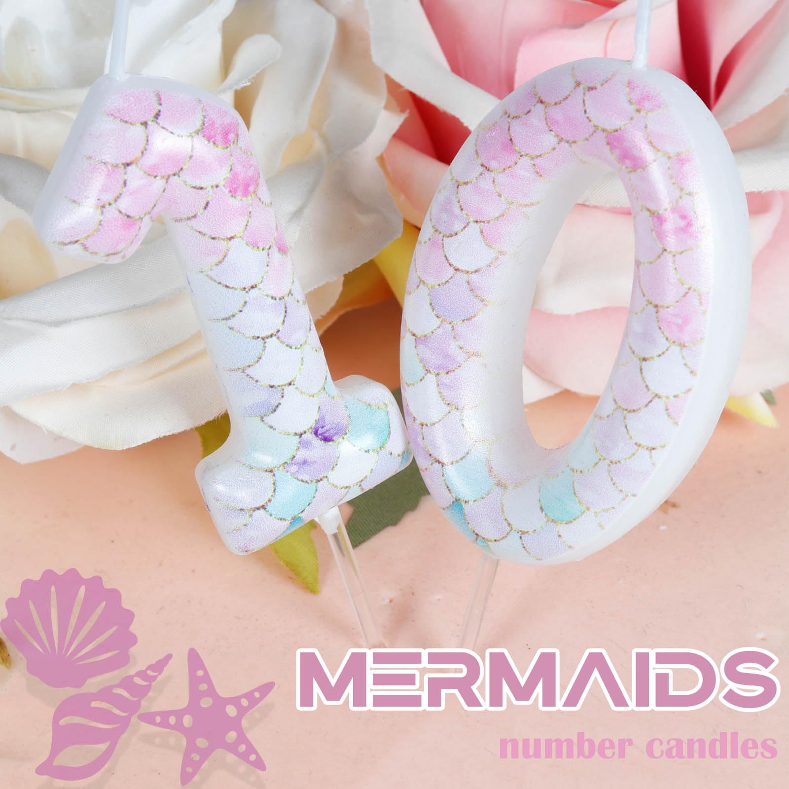 Pink Purple Mermaid Birthday Candles Numbers 3 Candle, Mermaid Birthday Decorations for Girls, Happy 3rd Birthday Candles for Cake, Birthday Cake Candle Mermaid Cake Toppers Birthday Party Supplies