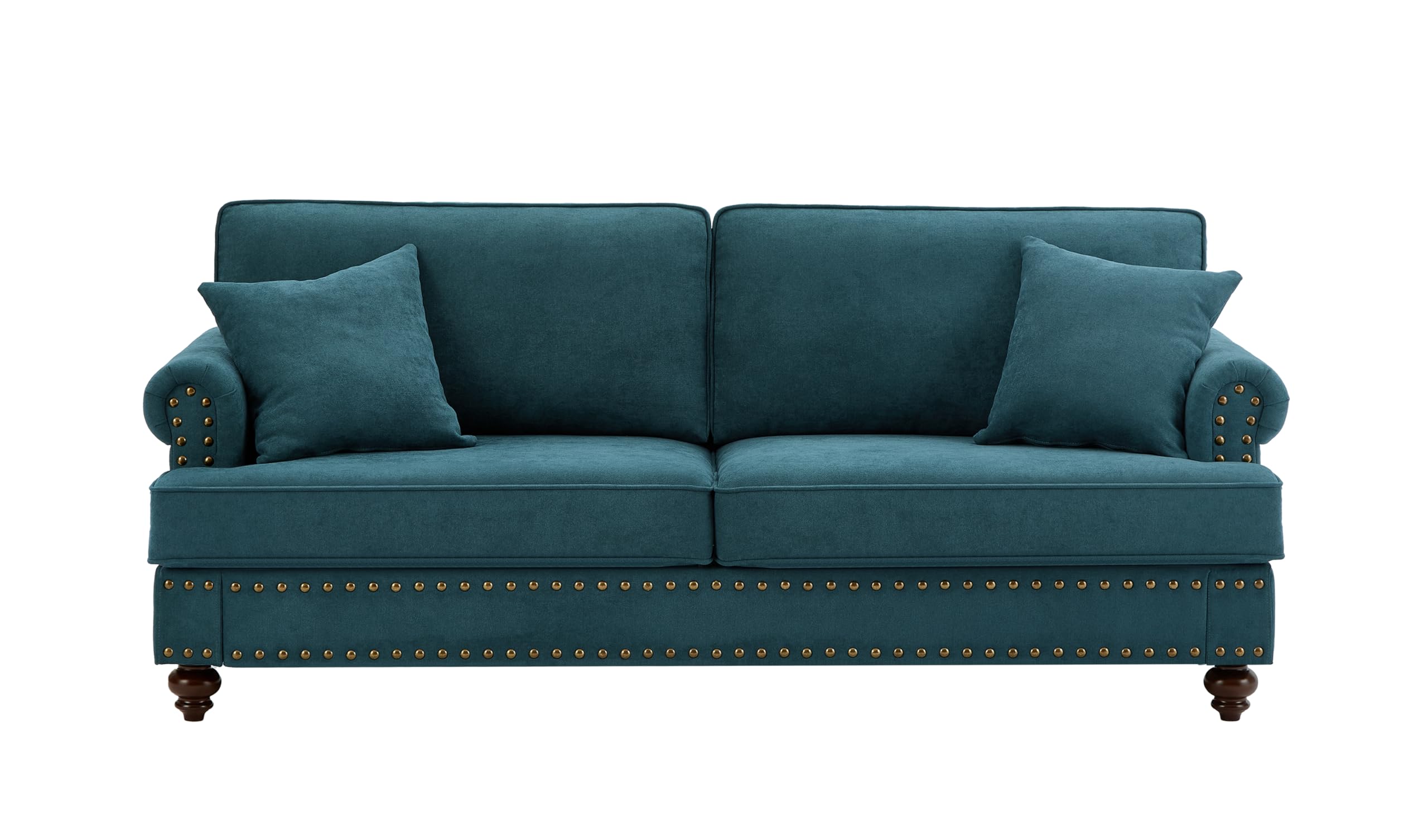 Mid Century Modern Sofa Set, 22" Extra Deep Seat juegos de muebles de sala Comfy Chenille Upholstered Living Room Furniture Sets with Rolled Arms Nailhead Trim (Lake Green, 2 Pieces A)