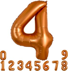 toniful 40 inch orange large numbers balloon 0-9 birthday party decorations,big number 4 foil balloon digital 4 for birthday party,wedding, bridal shower,engagement,graduations,anniversary,baby shower