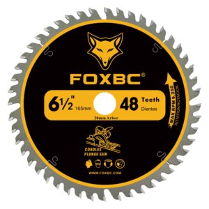 foxbc 6-1/2" track saw blade 48t replacement for makita plunge circular saw, dewalt tracksaw, wen ct1065