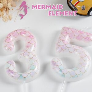 Pink Purple Mermaid Birthday Candles Numbers 3 Candle, Mermaid Birthday Decorations for Girls, Happy 3rd Birthday Candles for Cake, Birthday Cake Candle Mermaid Cake Toppers Birthday Party Supplies