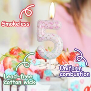 Pink Purple Mermaid Birthday Candles Numbers 3 Candle, Mermaid Birthday Decorations for Girls, Happy 3rd Birthday Candles for Cake, Birthday Cake Candle Mermaid Cake Toppers Birthday Party Supplies