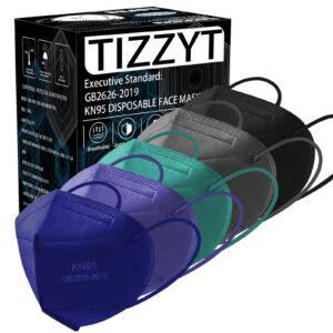 tizzyt kn95 face mask | 50 pack disposable face mask | 5-layers comfortable masks | kn95 masks for adults,morandi color