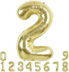 toniful 40 inch light gold large numbers balloon 0-9 birthday party decorations,foil mylar big number 2 balloon digital 2 for birthday party,wedding, bridal shower,engagement,graduations,anniversary