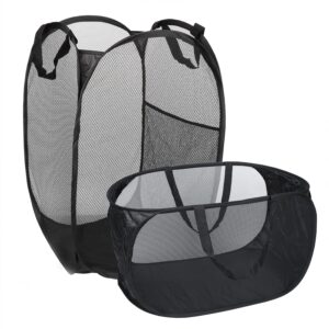 pop-up hampers for laundry hamper mesh laundry hamper foldable laundry basket (2pcs, black)