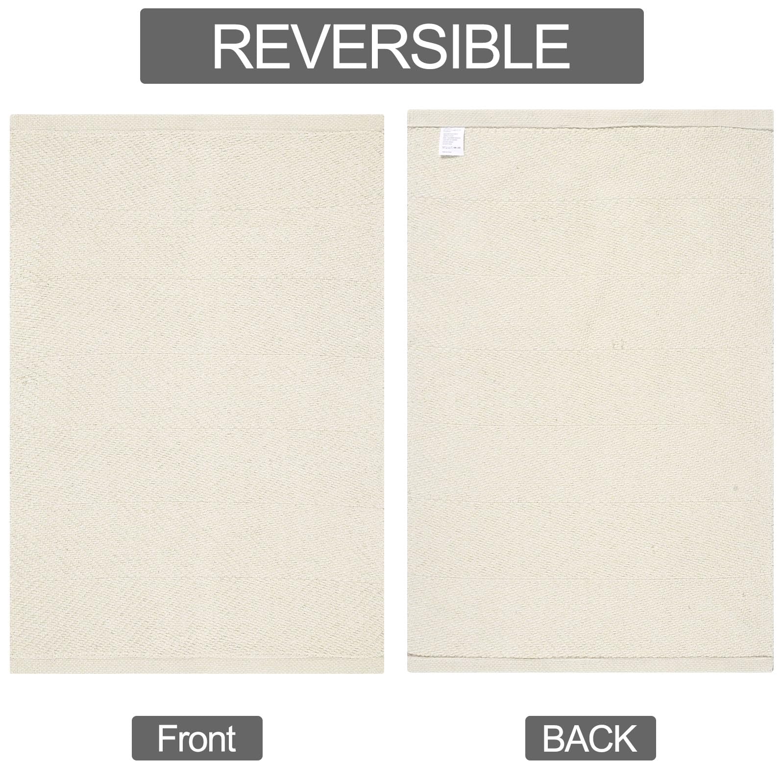 HXJDCL Farmhouse Kitchen Runner Rug 2'x 6',Cream Cotton Woven Washable Bedroom Runner Rug Reversible Hallway Rug Boho Laundry Room Rug for Living Room Sink Area Rug