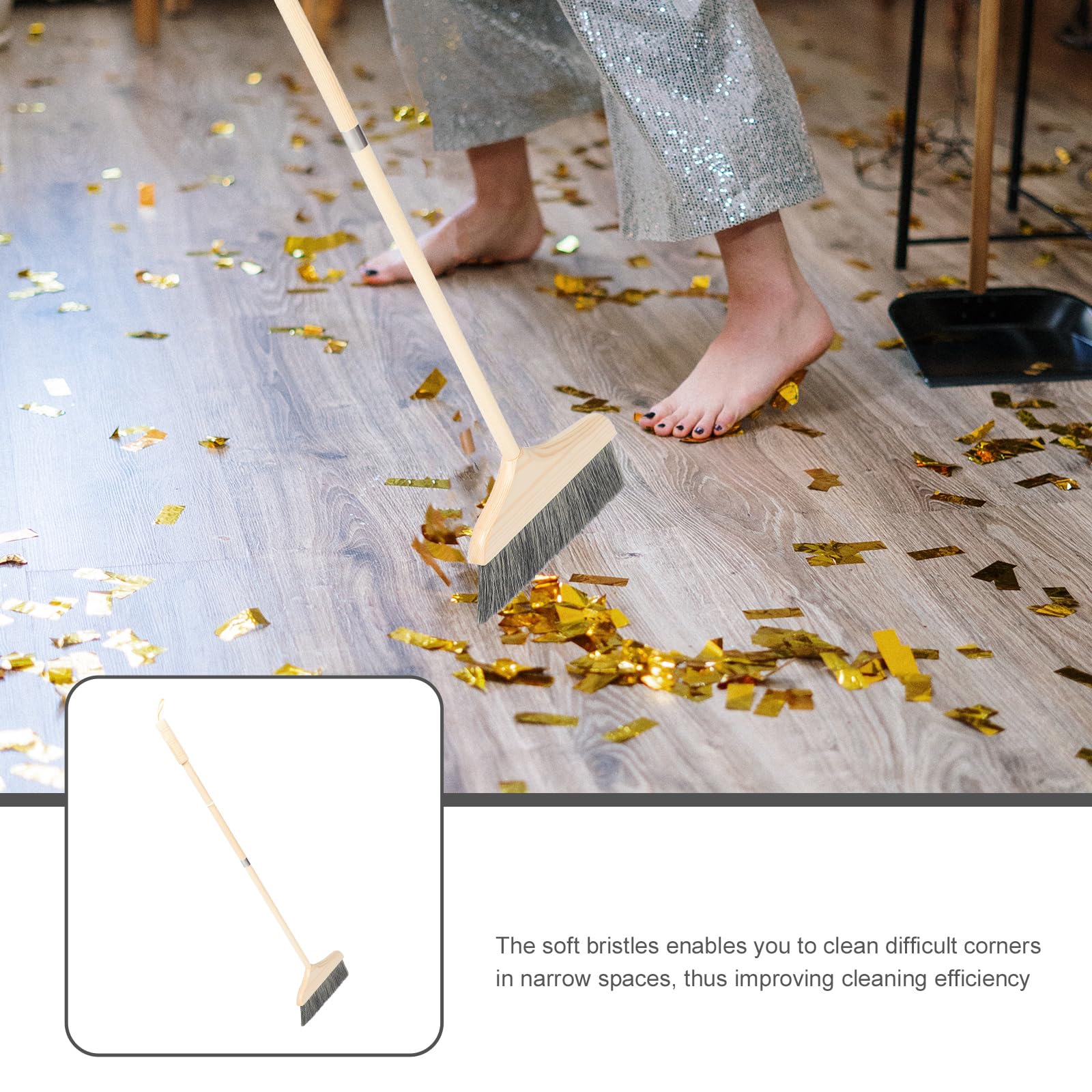 Wooden Long Handle Broom Brooms for Sweeping Indoor Sweeping Broom Indoor Broom Camping Broom Indoor Dust Broom Soft Broom Brooms for Floor Cleaning Broom for Hardwood Floors