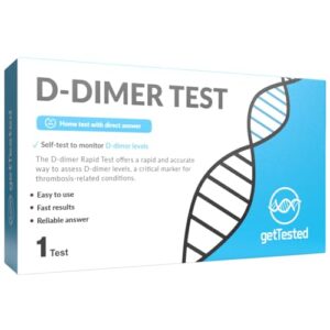 gettested at home d-dimer test (1 test) a critical marker for thrombosis-related conditions, specifically blood clots.