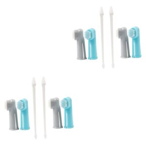 frcolor small dog toothbrush 4 sets 3pcs double head dog brush puppy toothbrush