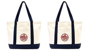 trader joe's large tote shopping bag cotton canvas embroidered bag (set of 2)