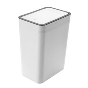 herchr plastic trash can with lid, thin trash cans bathroom garbage can small trash can with lid slim trash bin waste basket for bathroom(white)