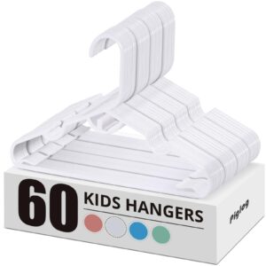 piglog baby hangers, 60pcs white kids hangers, multifunctional kids clothes hangers, toddler hangers for kids toddlers and children, durable hangers for kids, stackable design for spacing saving