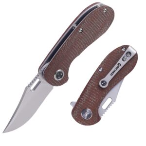 cool hand 5.59'' ball bearing knife, mini folding knives, 8cr13 stainless steel blade, micarta handle, liner lock mechanism, w/pocket clip, edc pocket knives