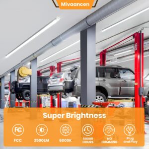 LED Shop Light,20W 2500LM 6000K,4FT Integrated Single Fixture,T8 Light Tube with Milk White Cover,Daylight White, Hight Output, LED Shop Lights for Garage Warehouse Workshop (Pack of 4)