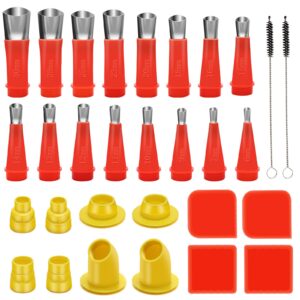 30pcs caulking finisher kit, 16pcs caulking nozzle tips reusable caulking nozzle coating caulking tool kit with 8 connector caulking guns and 4 grout scraper 2 brush for bathroom doors windows