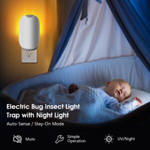 Flying Insect Trap - Indoor Fly Trap, Fruit Fly Traps for Gnats, Moths Bug Light Trap Indoor for Flies, Bug Light Plug in Insect Killer - for Home & Office (1 Grey Device + 2 Glue Cards)