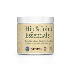 pawsitive vida dog joint supplement - hip and joint relief for dogs - glucosamine, hemp seed oil, chondroitin, & msm + vitamins – 120 chews