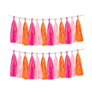 rose red pink and orange tassel garland banner paper tassels for party decorations,pack of 15