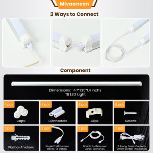 LED Shop Light,20W 2500LM 6000K,4FT Integrated Single Fixture,T8 Light Tube with Milk White Cover,Daylight White, Hight Output, LED Shop Lights for Garage Warehouse Workshop (Pack of 4)