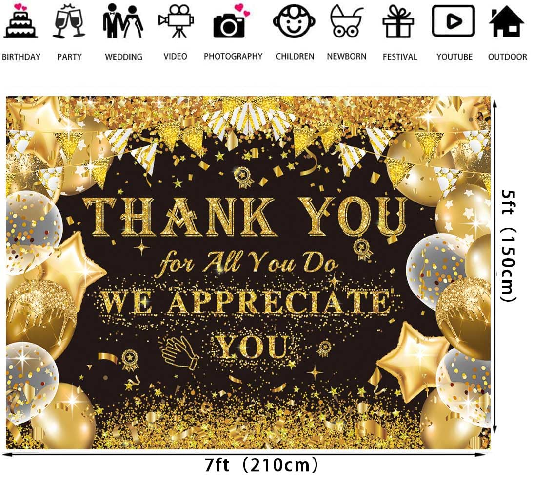 Thanks for All You Do Backdrop We Appreciate You Banner Decorations 7x5FT Thank You Photography Background for Teacher Doctor Congrats Grad Nurses Day Retirement Party Decorations Photo Props