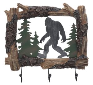 top brass bigfoot sasquatch silhouette wall mount key holder – 3 hooks key rack hanger organizer