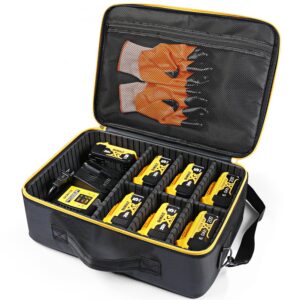 luxtude extra large battery case for dewalt/milwaukee/ryobi 12v/18v/20v battery & charger, tool battery case for dewalt holds 20v 2.0/3.0/4.0/5.0/6.0/9.0-ah batteries, adapter,bag only