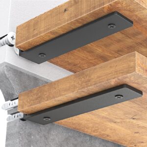 goovilla shelf brackets, heavy duty floating shelf bracket 6 inch for 2×4” wood stud, 4 pack l brackets for shelves, black metal wall shelving brackets, shelf support brackets, 160 lb. load capacity