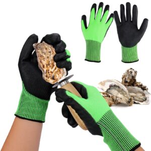 palksky oyster shucking gloves, oyster shucker tool protectors handguard, oyster opener machine kit, easy to use oyster holders seafood tool (green-black