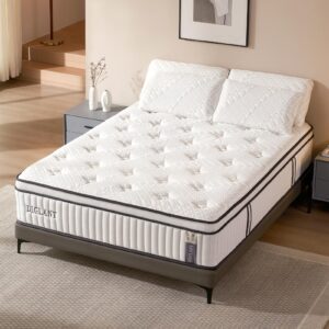 queen mattress, diglant 14inch cooling gel memory foam hybrid mattress with pocket springs, supportive & pressure relief, medium plush feel queen size mattress in a box, certipur-us certified, 60"*80"